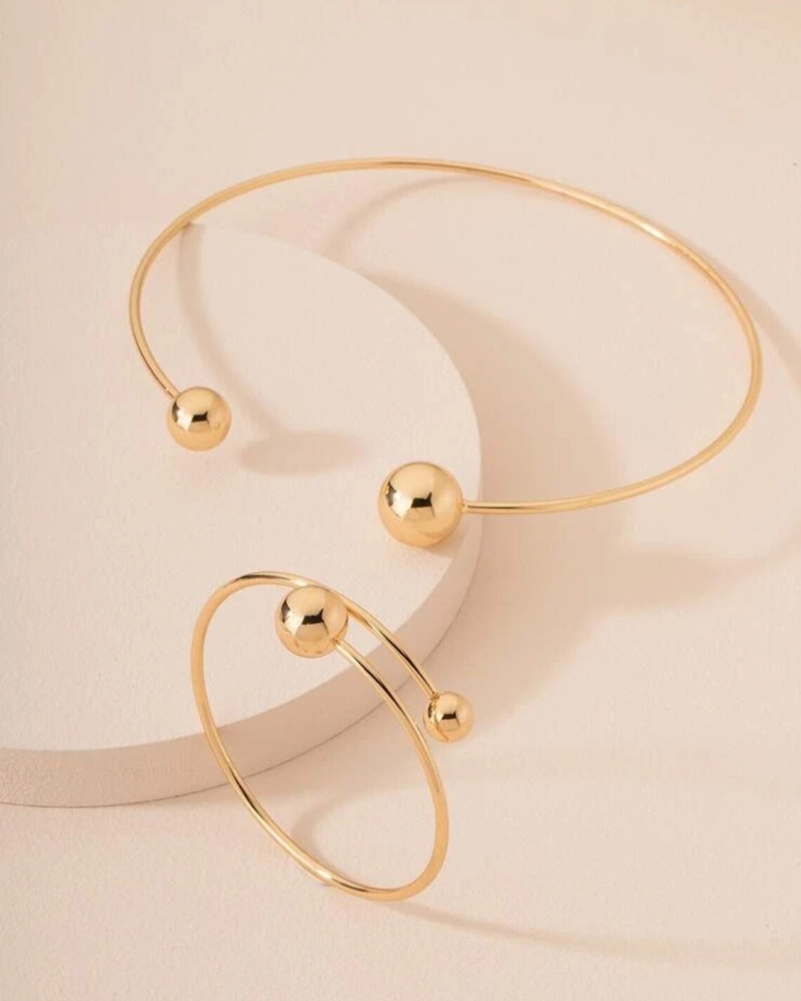 Gold Plated Choker Necklace and Bangle Jewelry Set in a Gift Box - Etsy