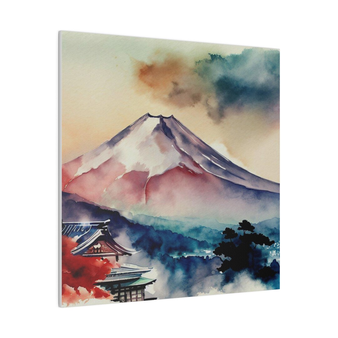 Mount Fuji Watercolour Painting Canvas Print - Etsy
