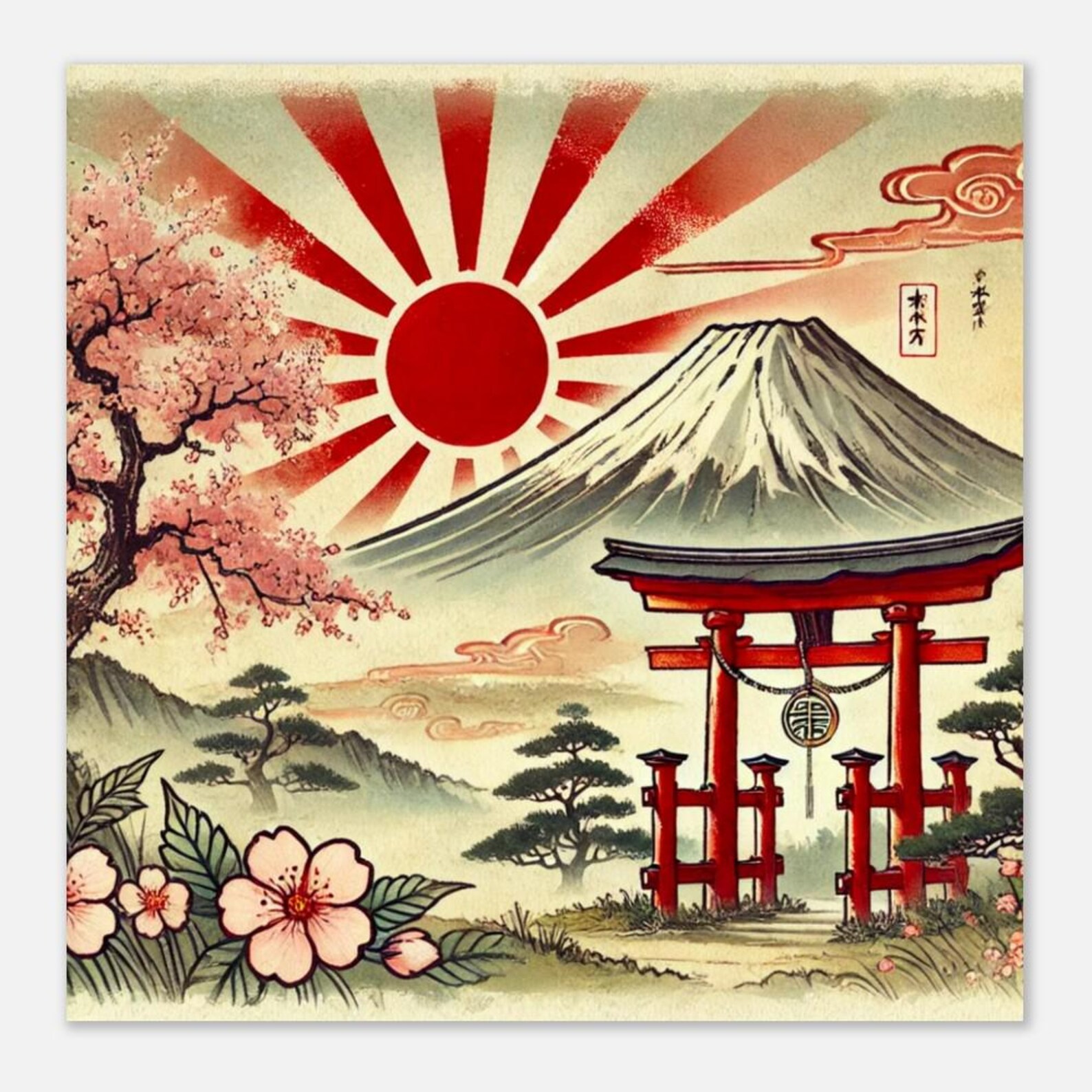 Mount Fuji Aluminium Print – Traditional Japanese Rising Sun ...