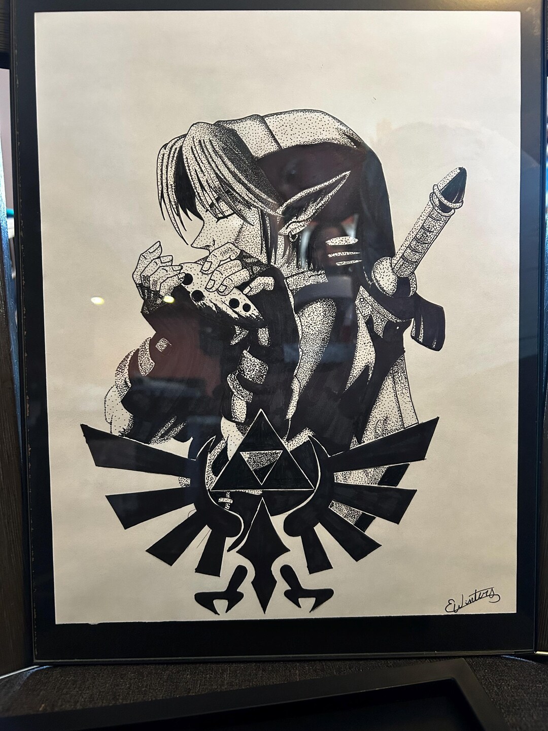 Link From Legend of Zelda, Hand Drawn in Pointillism Style, Material ...