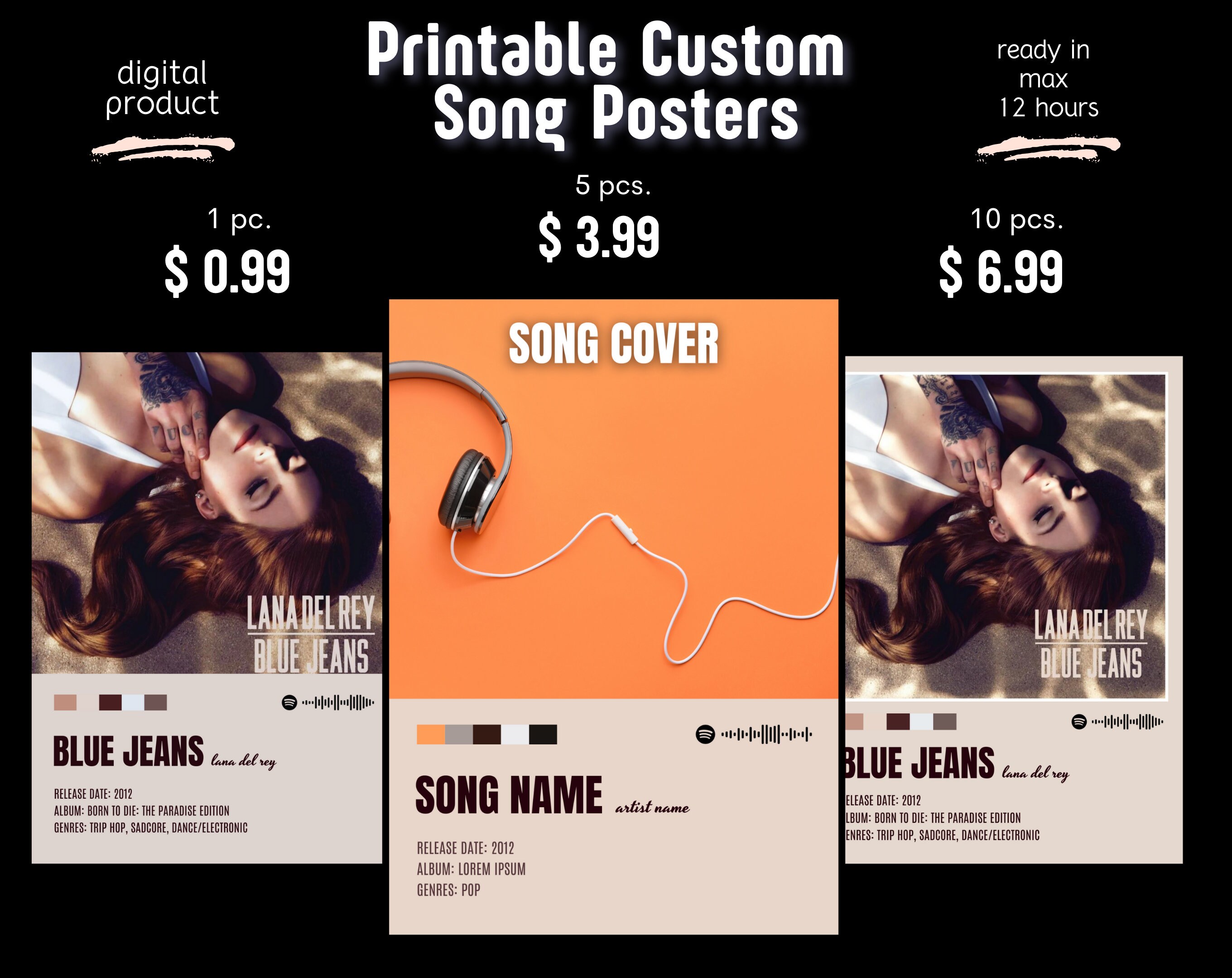 Digital Music Poster 1 Pc. Printable Custom Album Cover Poster ...