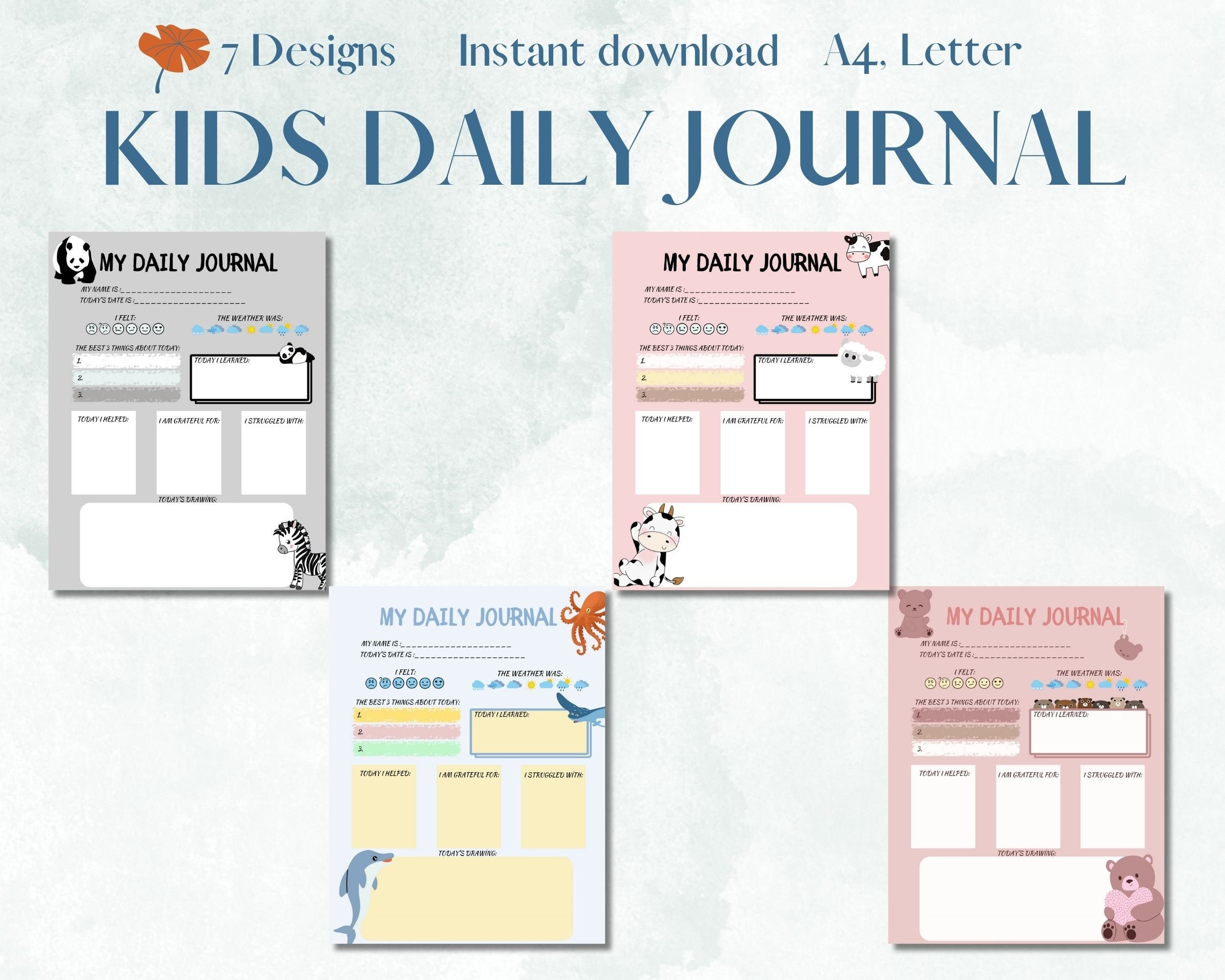 Kids Daily Journal Printable Journal for Kids Kids Activity Drawing ...