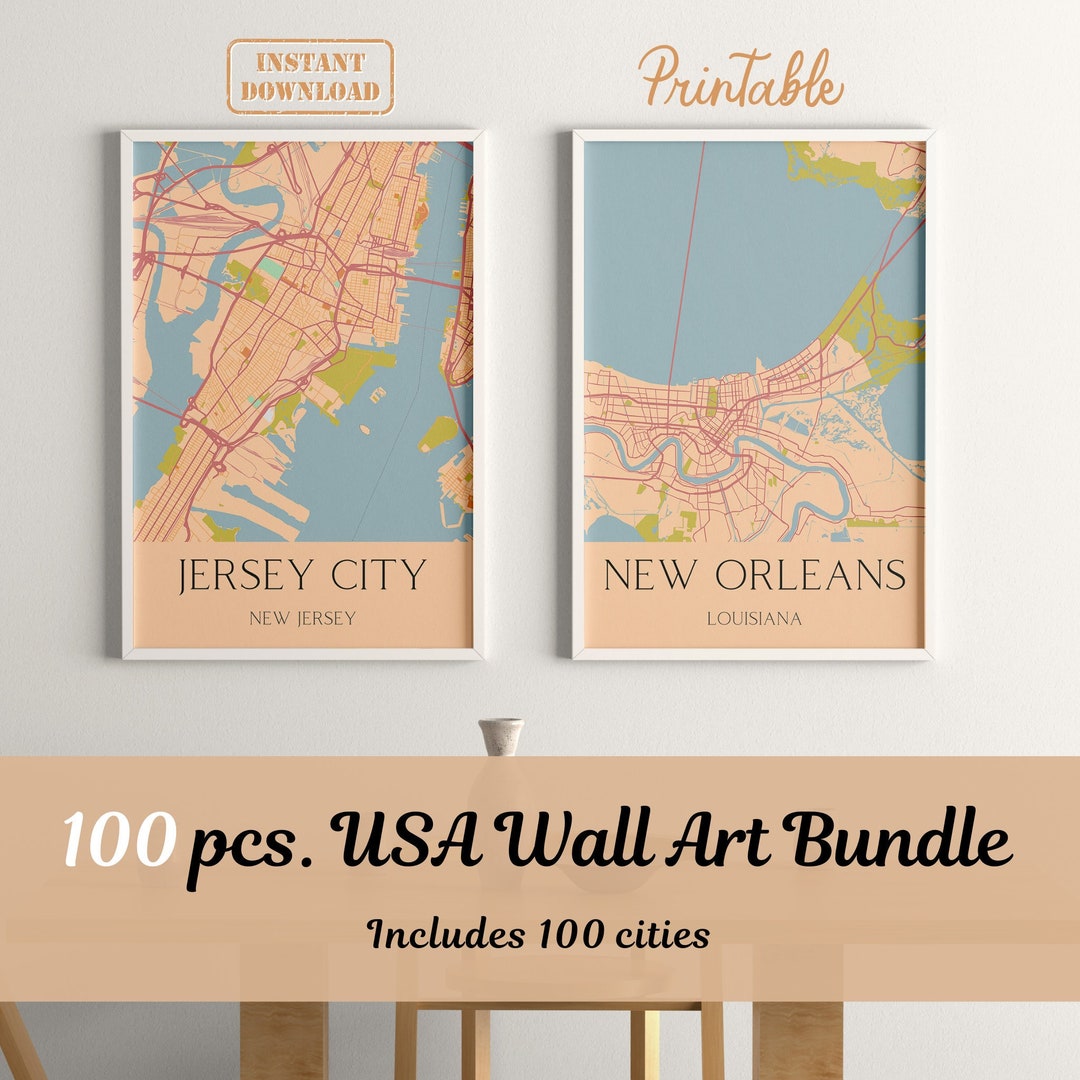 Bundle Map Wall Art USA City Bulk Maps Poster - A3 - 29.7 X 42.0 Cm ...