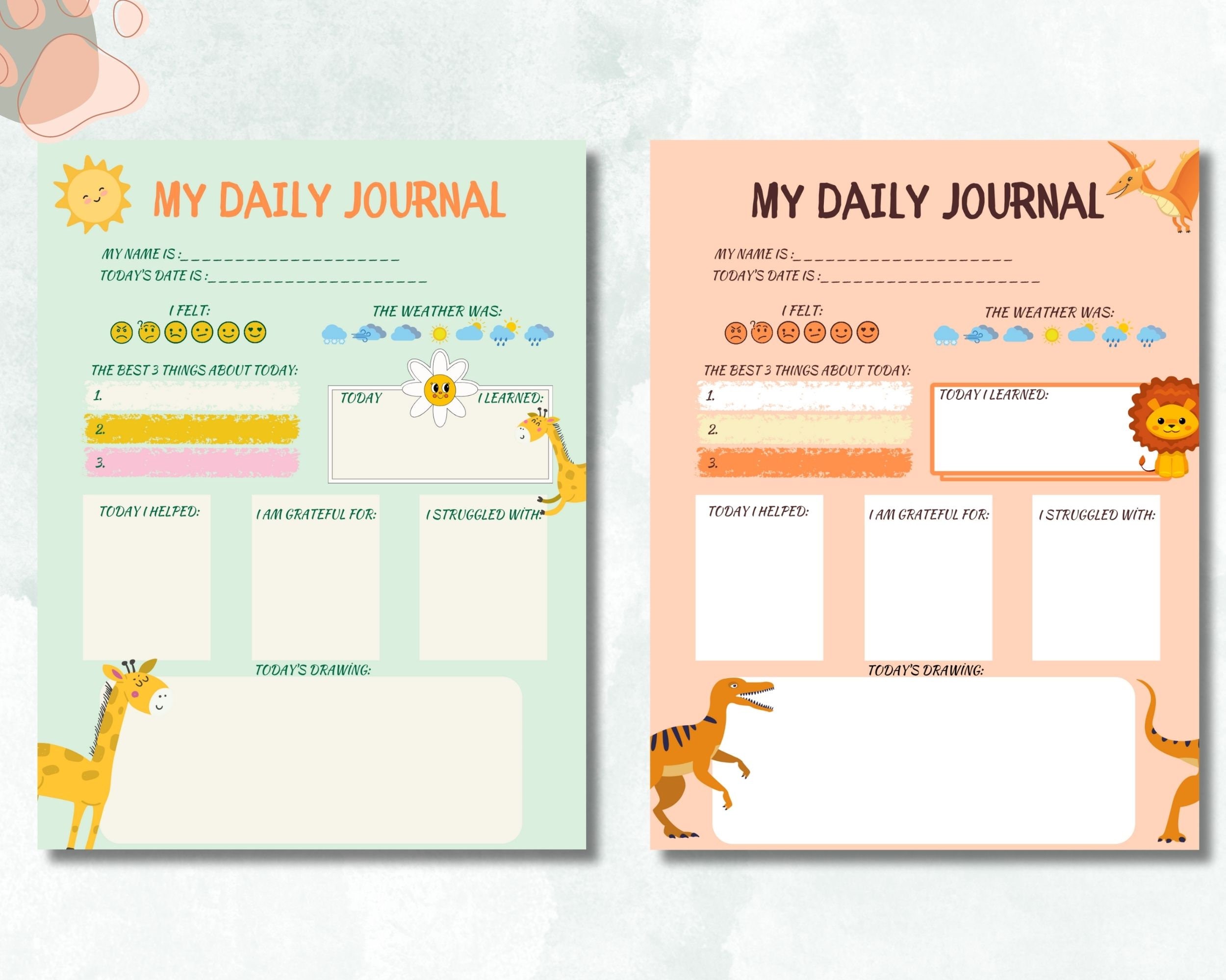 Kids Daily Journal Printable Journal for Kids Kids Activity Drawing ...