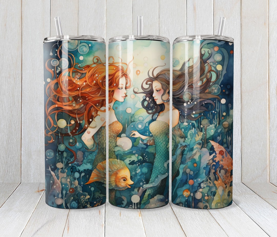 Tumbler Wrap Mermaid PNG Underwater Mermaids 20oz Sublimation - Etsy