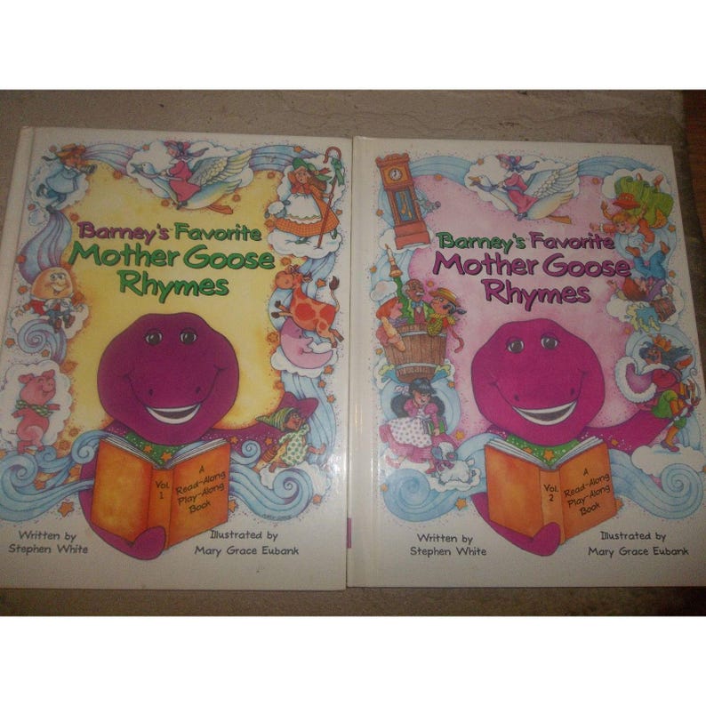 1993 Barney's Favorite Mother Goose Rhymes Volume 1 and 2 Children's ...