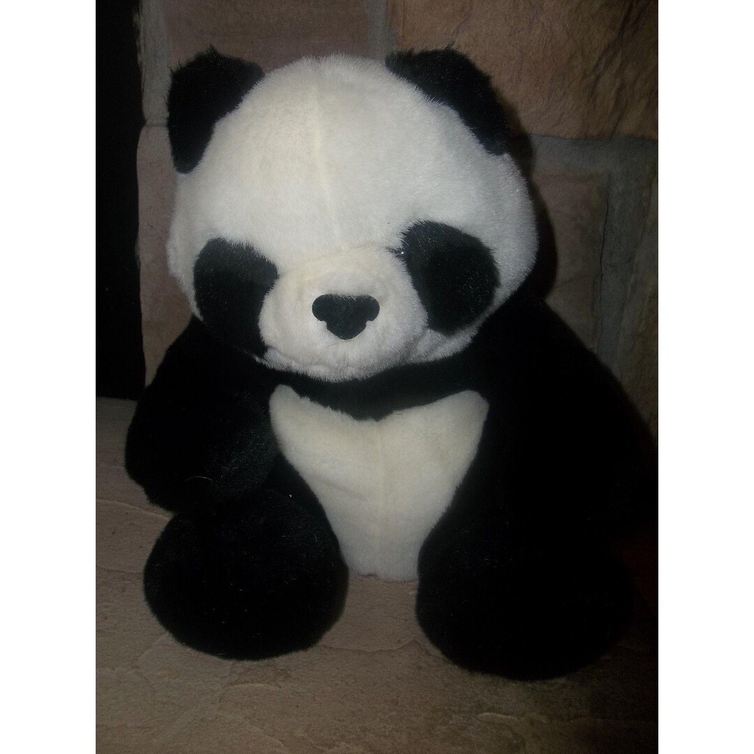 Vintage Aurora Panda Bear Plush Teddy Bear Black and White Soft Sitting ...