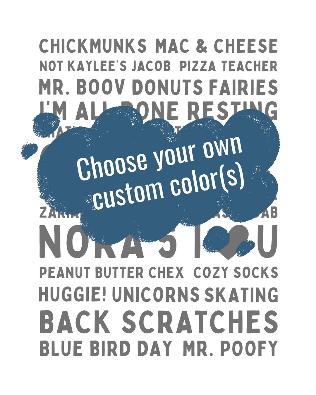 PERSONALIZED Printable Word Art in CUSTOM COLORS: "the Nora" - Etsy