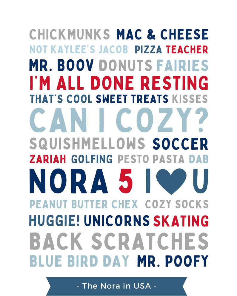 PERSONALIZED Printable Word Art: "the Nora" in THE ORIGINAL - Etsy
