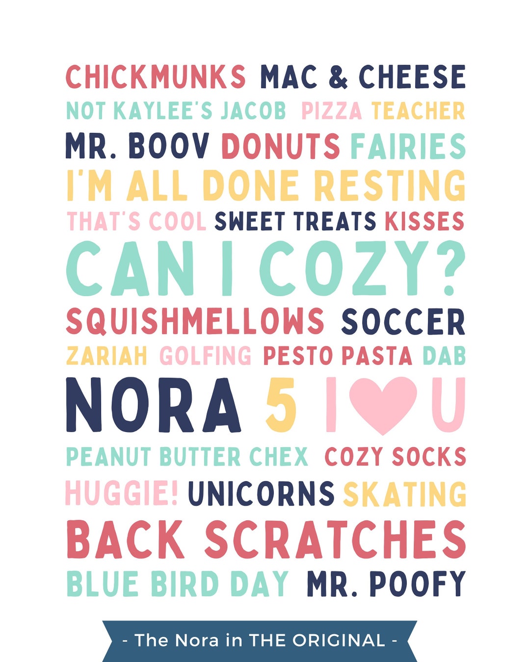 PERSONALIZED Printable Word Art: "the Nora" in THE ORIGINAL - Etsy