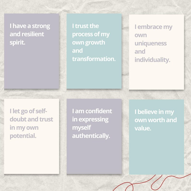 50 Positive Affirmation Cards for Self-love, Anxiety Coping Flashcards ...