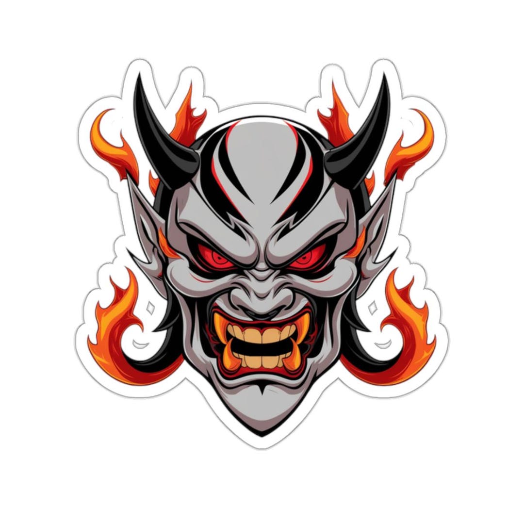 Demonic Oni Mask Sticker - Etsy