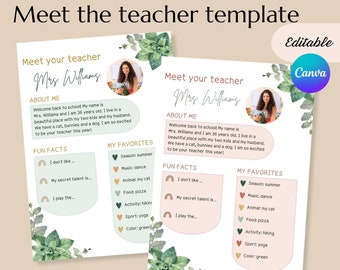 Meet the Teacher Editable Template for Elementary Kindergarten - Etsy