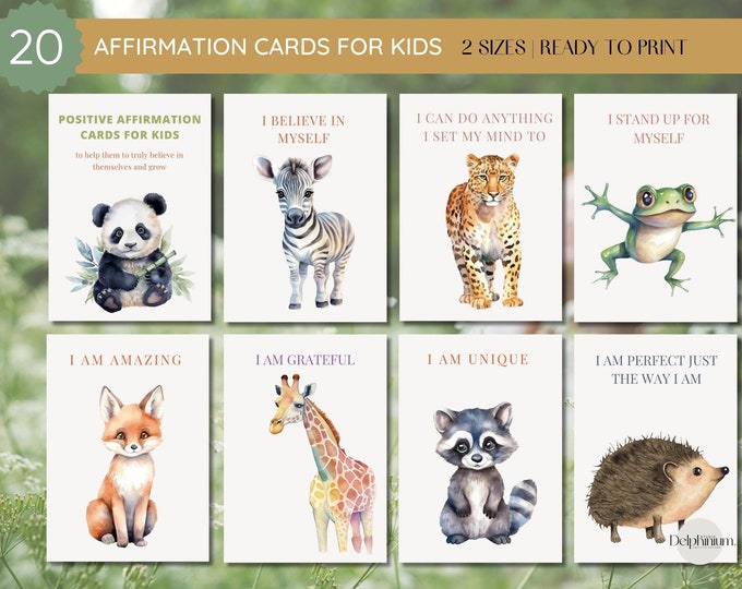 Printable Affirmation Cards for Kids| Set of 35 Positive Children’s ...