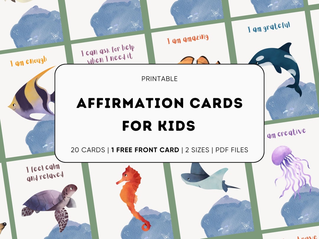 Ocean Animals Affirmation Cards for Kids | Self Esteem, Mindfulness ...