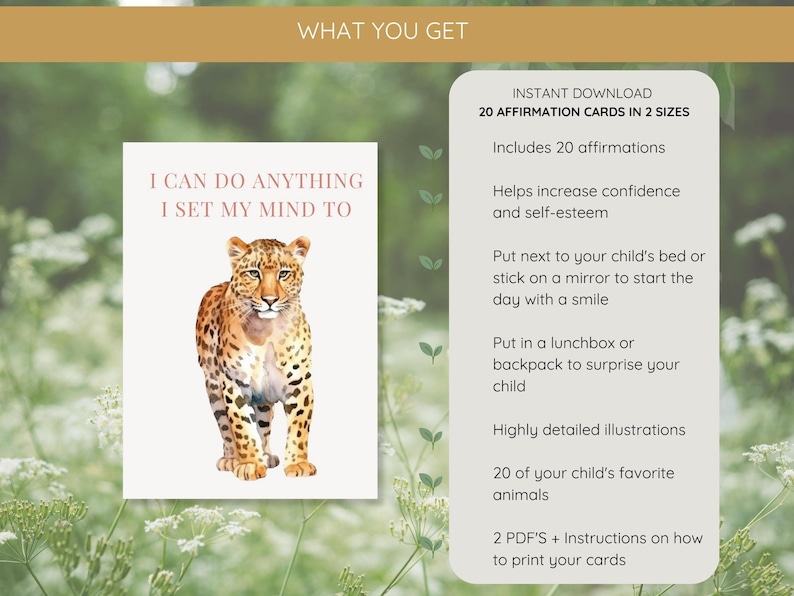 20 Printable Affirmation Cards for Kids Motivational Cards for Self ...