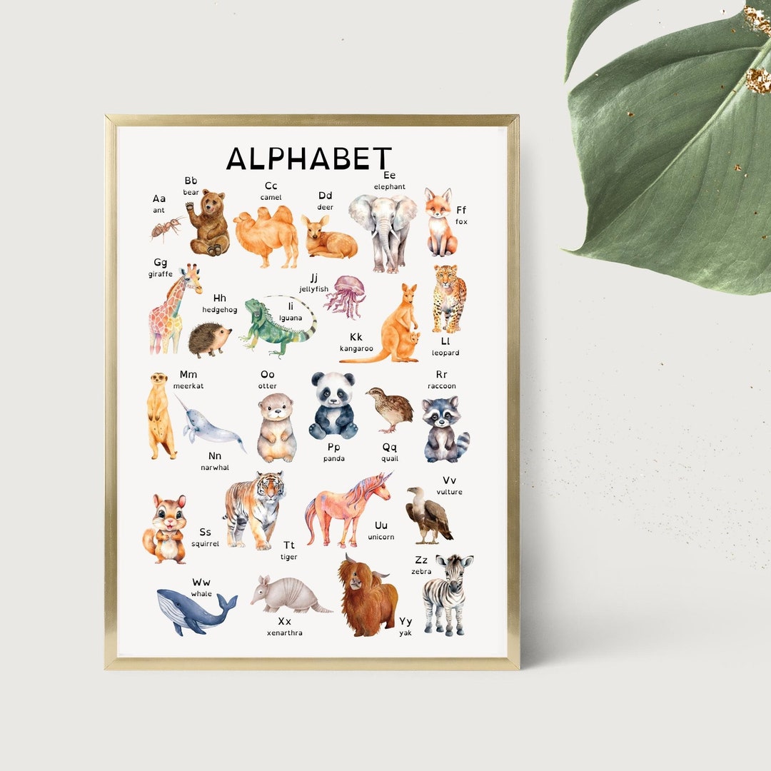 Alphabet Poster With Animals, Kids Learning Print, Dyslexia Friendly ...