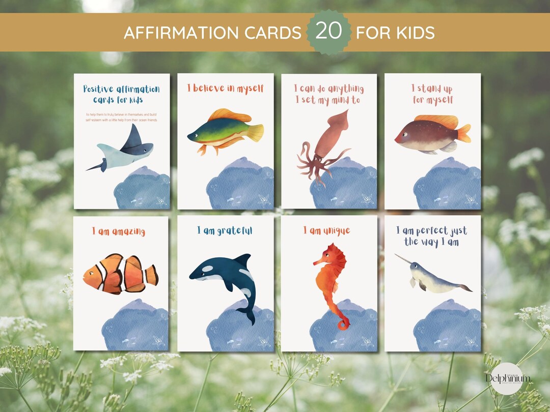 20 Printable Affirmation Cards for Kids With Ocean Animals - Etsy