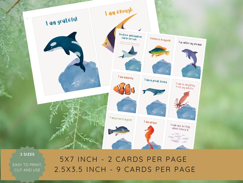 Ocean Animals Affirmation Cards for Kids | Self Esteem, Mindfulness ...