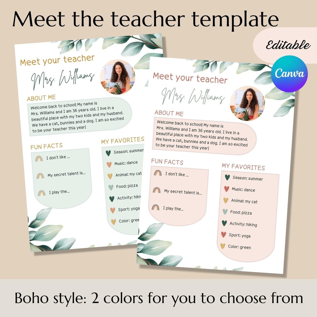 Meet the Teacher Templates Boho Style Back to School Canva - Etsy