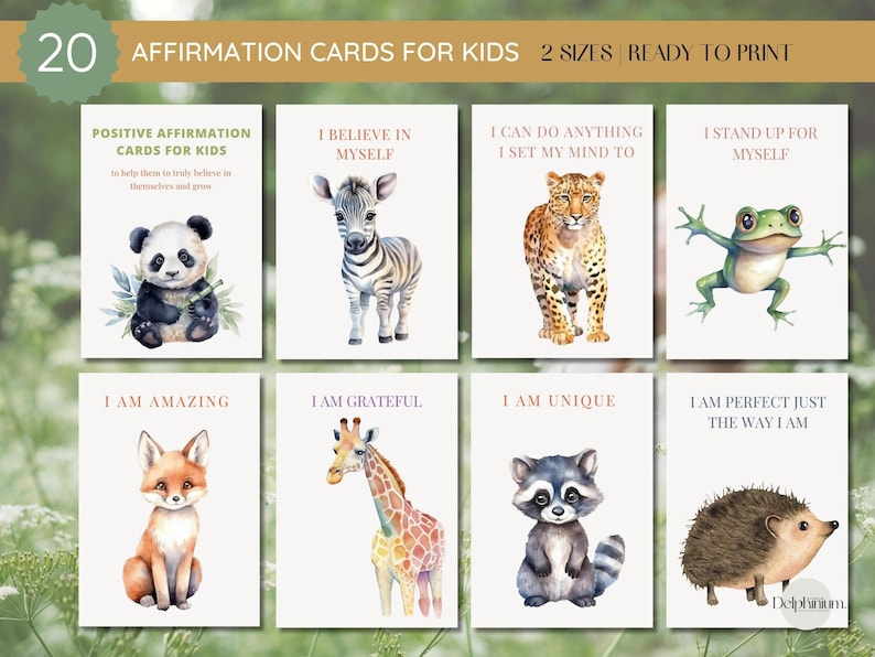 20 Printable Affirmation Cards for Kids Motivational Cards for Self ...