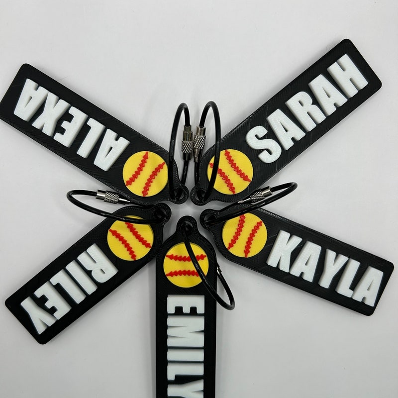 Softball Keychain - Etsy