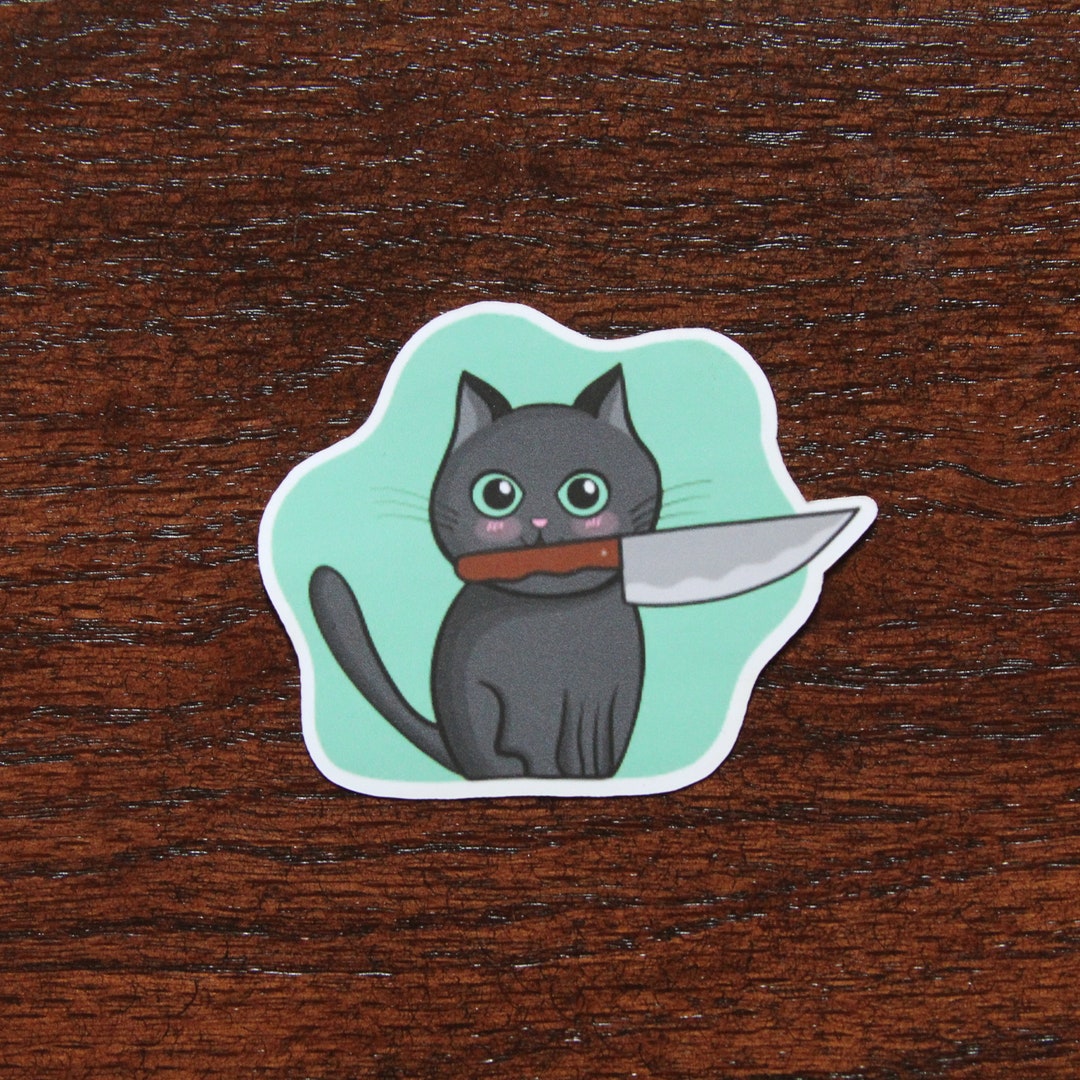 Knife Cat Sticker - Stabby Cat - Etsy