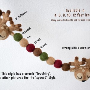 Reindeer Felt Christmas Garland, Mantel Decor, Winter Woodland Forest ...