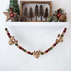 Reindeer Felt Christmas Garland, Mantel Decor, Winter Woodland Forest ...