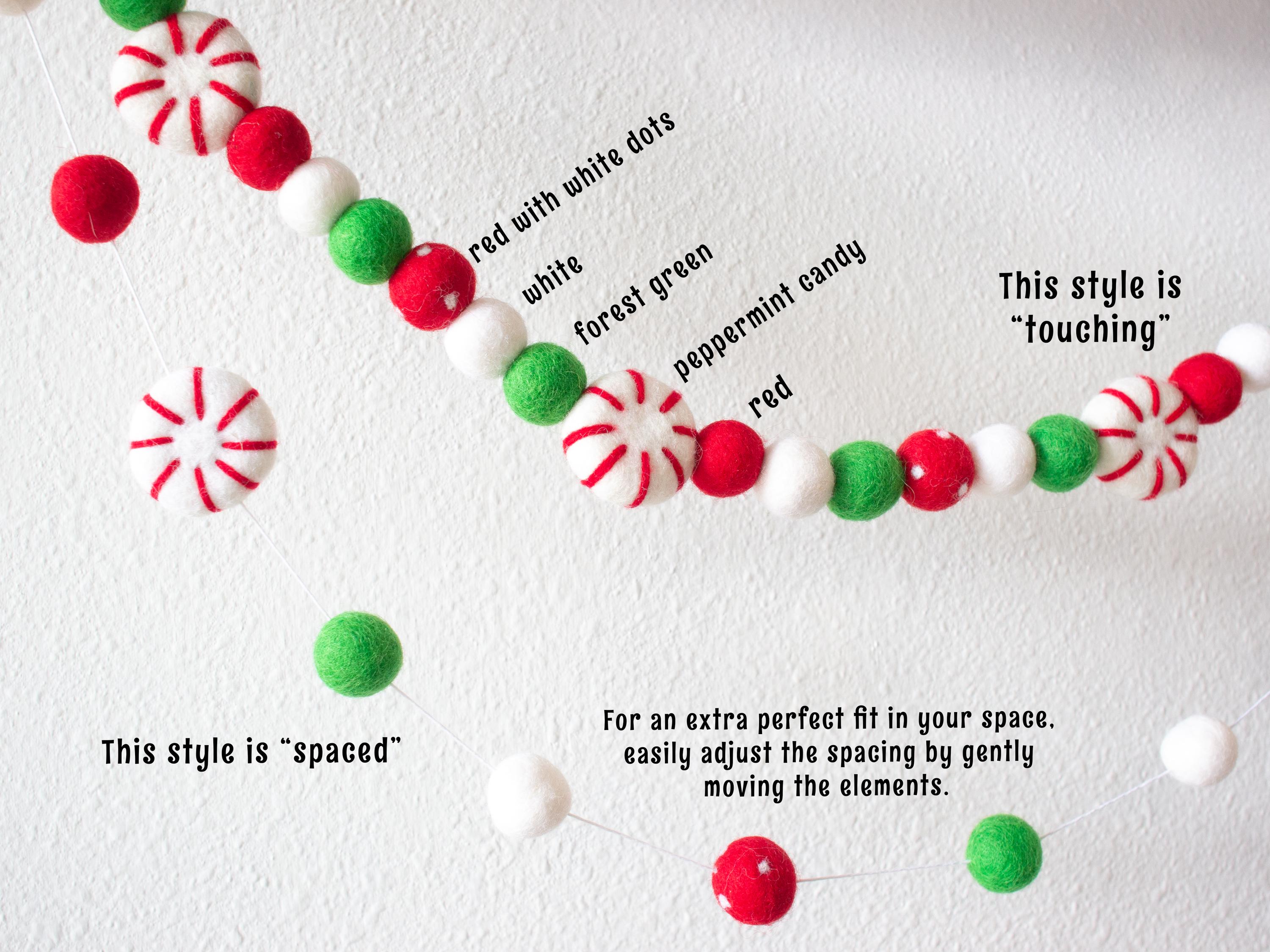 Felt Christmas Garland: Peppermint Candy for Festive Tree, Candyland ...