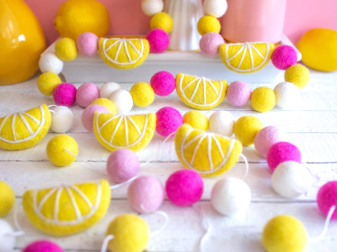 Felt Lemon Summer Garland for Pink Lemonade Party or Picnic - Use for a ...