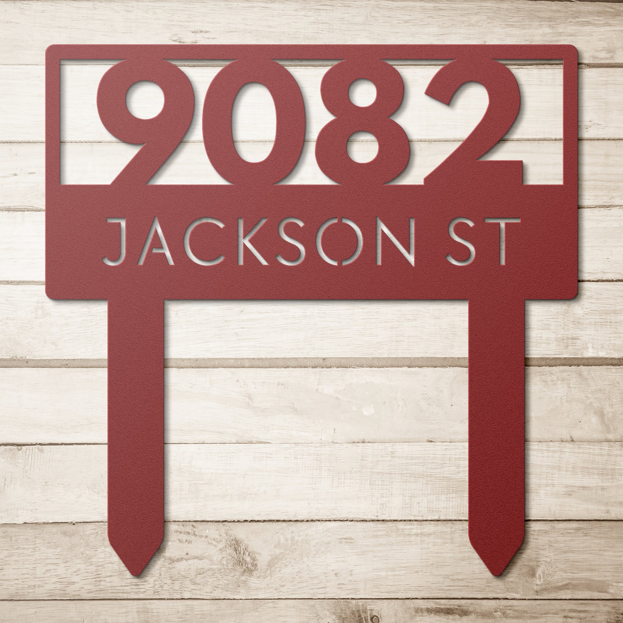 Modern Address Sign With Stakes, Minimal Metal Address Yard Sign ...