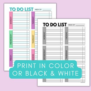 Weekly to Do List Printable, Weekly Task List Template, Weekly to Do ...
