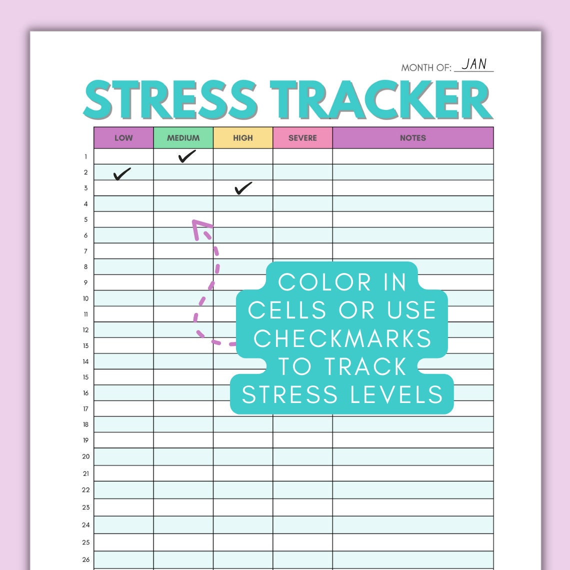 Stress Tracker Printable Template, Mental Health Log, Daily Stress Log ...