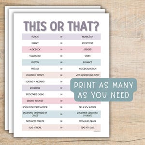 Printable Game for Book Clubs, This or That Book Club Discussion ...