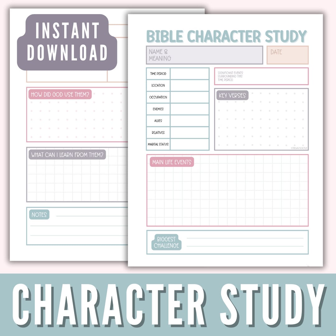 Bible Character Study Template, Bible Study Printable, Christian ...