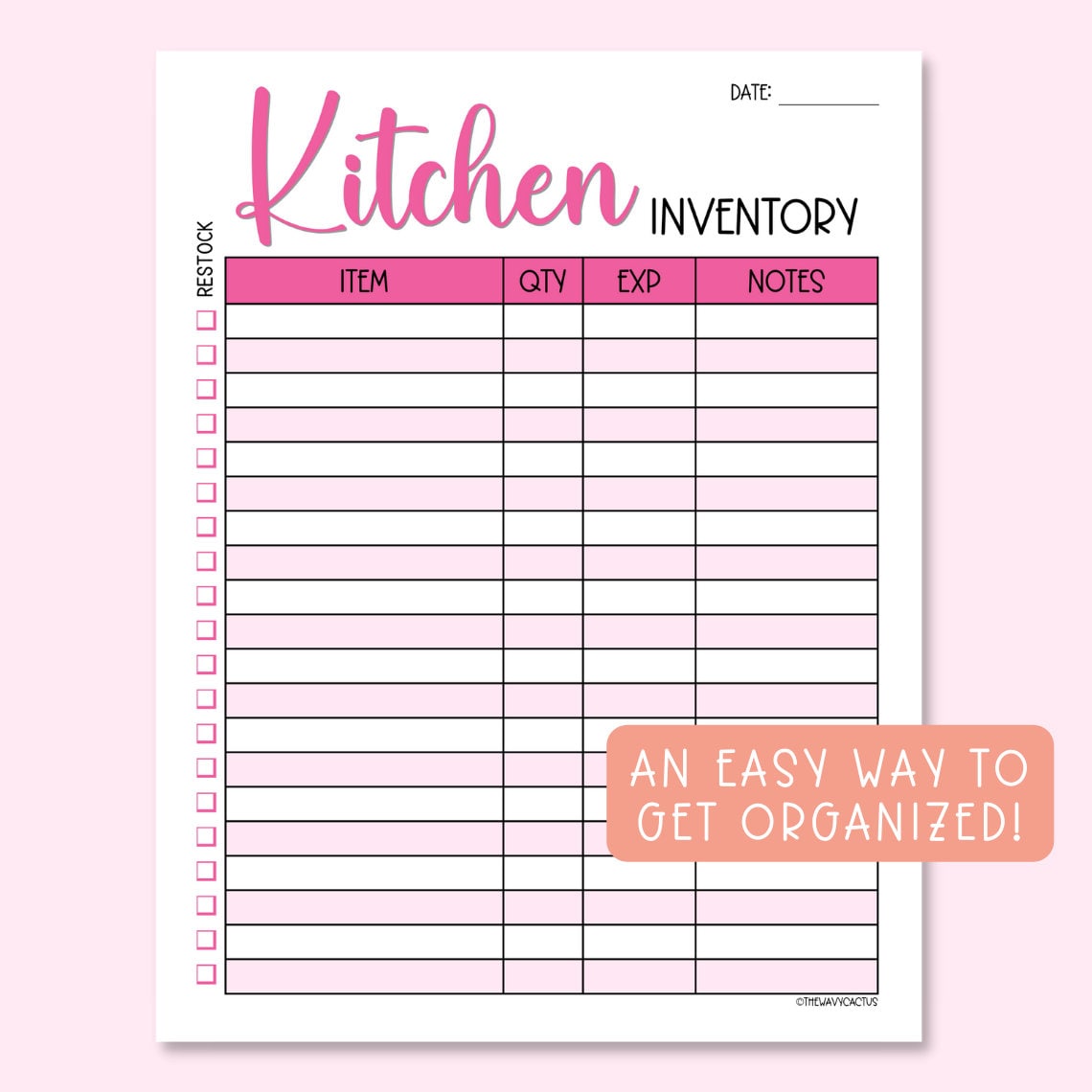 Kitchen Inventory Planner Printable Grocery Shopping List Organizer ...