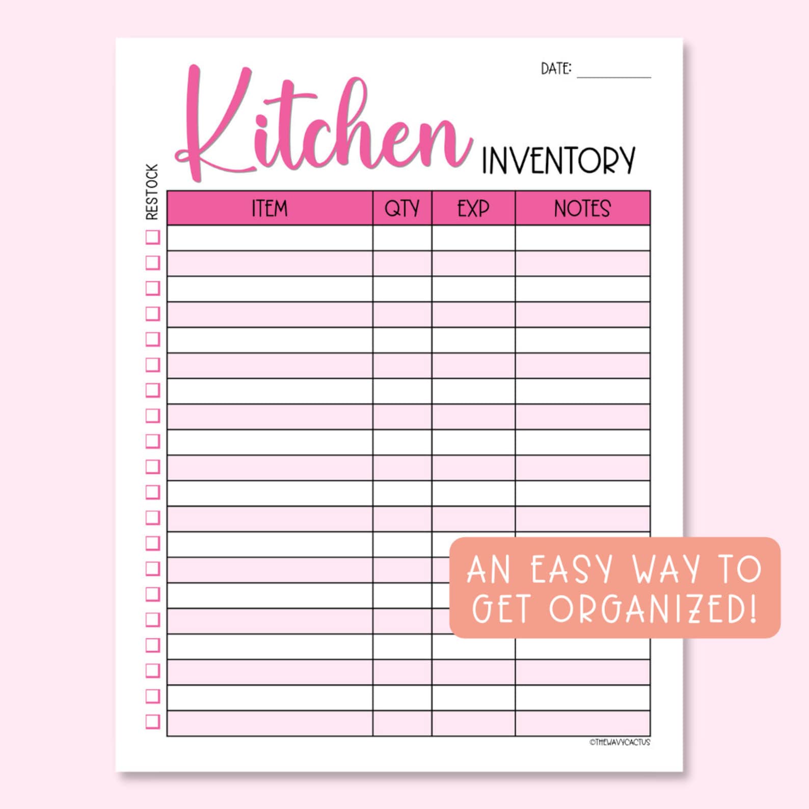Kitchen Inventory Planner Printable | Grocery Shopping List Organizer ...