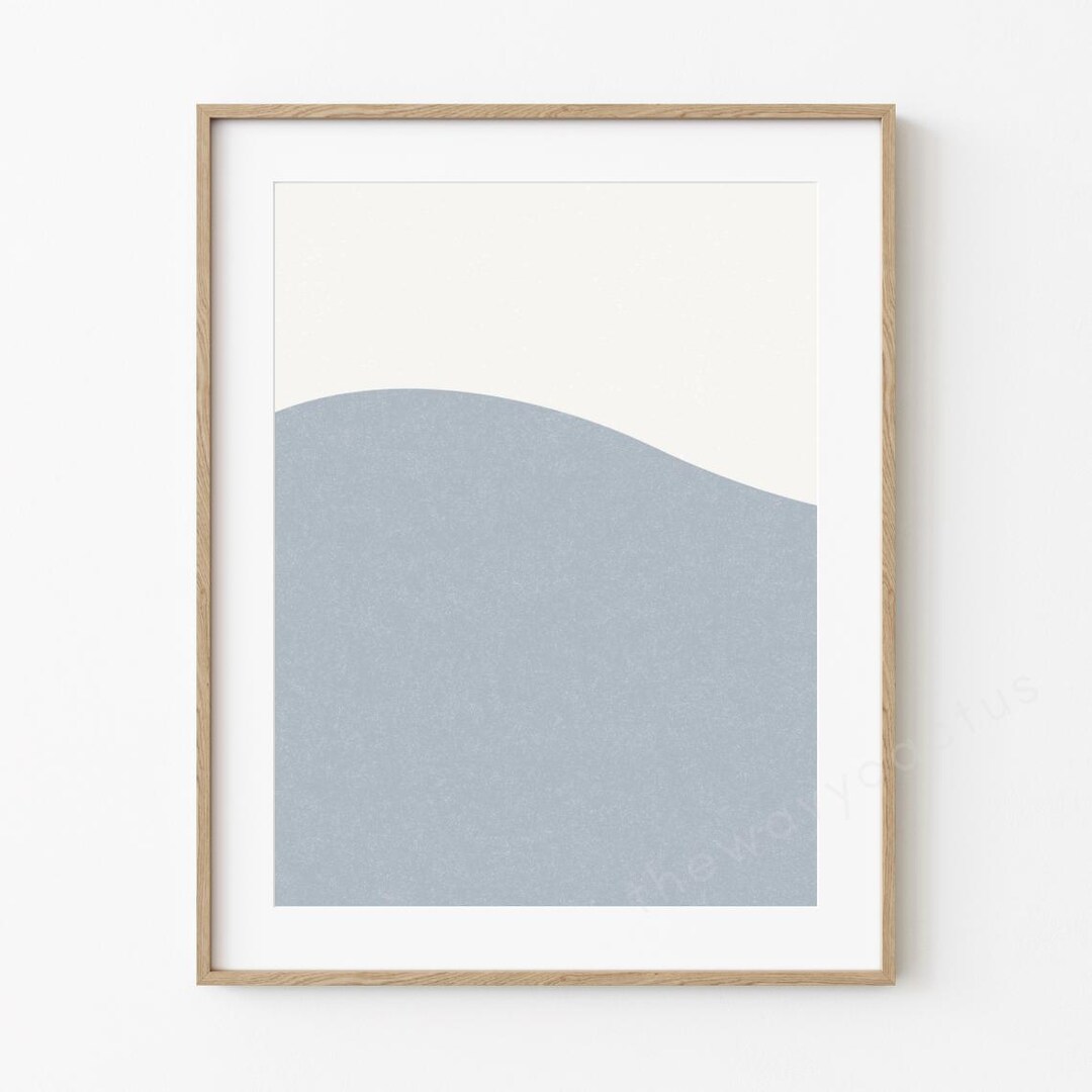 Abstract Blue and Tan Wave Art, Coastal Minimal Wall Decor, Modern ...