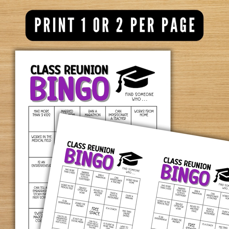 Class Reunion Bingo Game Printable, School Reunion Icebreaker Game ...