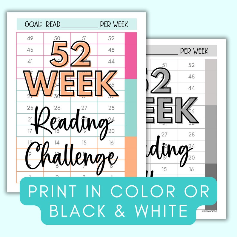 52 Week Reading Challenge Printable Tracker, Reading Tracker, Reading ...