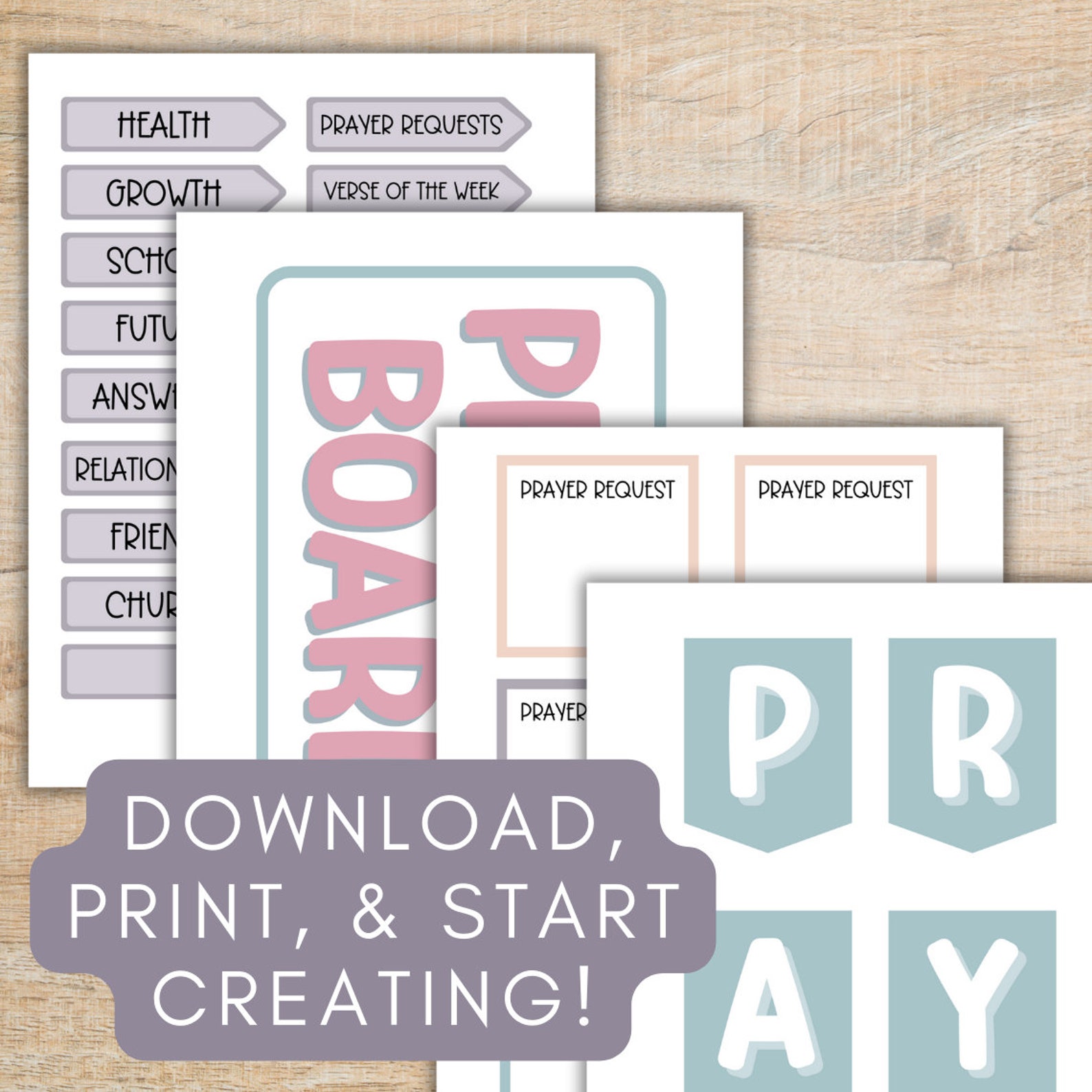 Prayer Board Kit Printable, Neutral Prayer Cards, Colorful Prayer ...