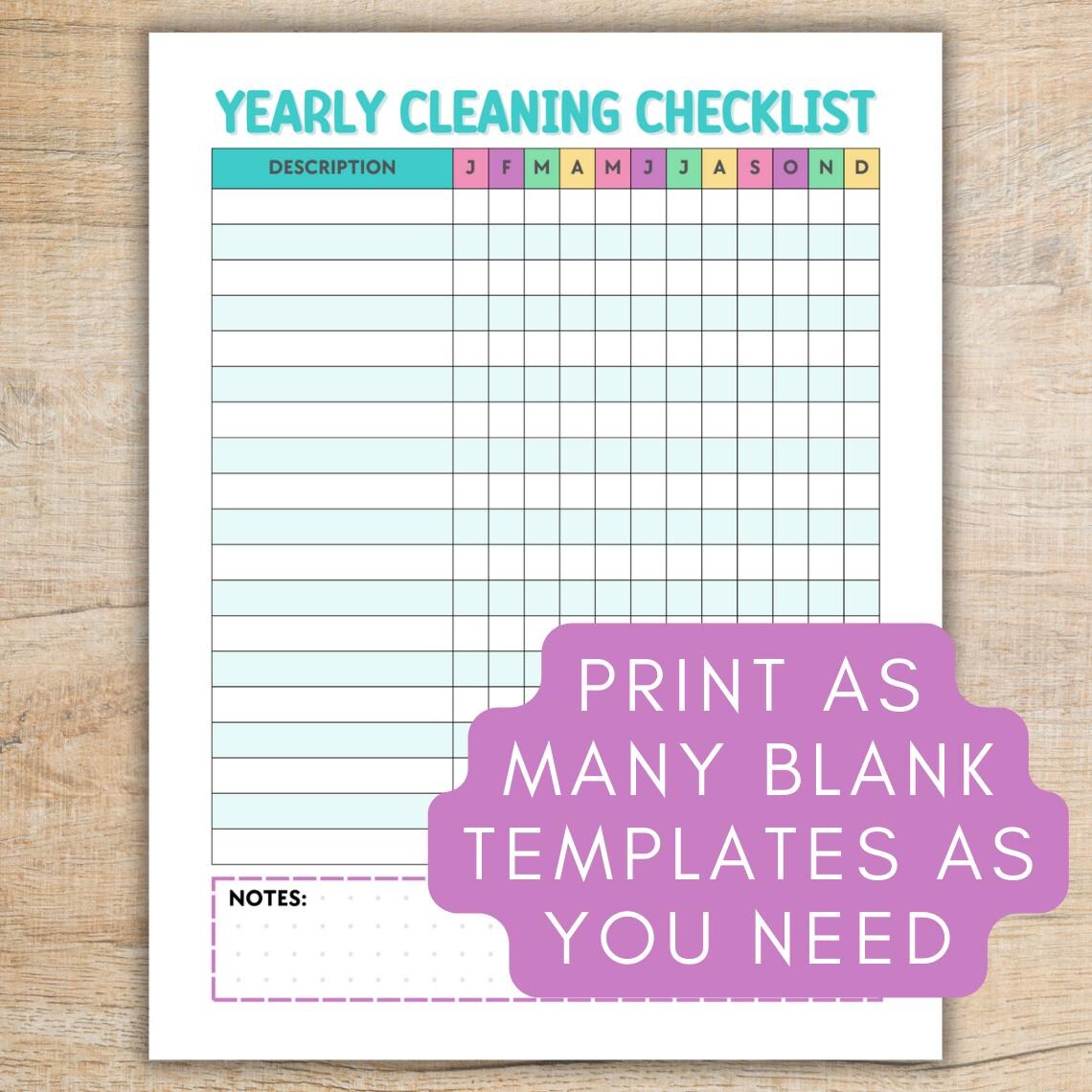 Yearly Cleaning Checklist Printable, Colorful Annual Cleaning to Do ...