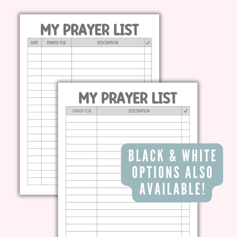 Prayer List Printable Tracker, Cute Daily Prayer Requests Printable ...