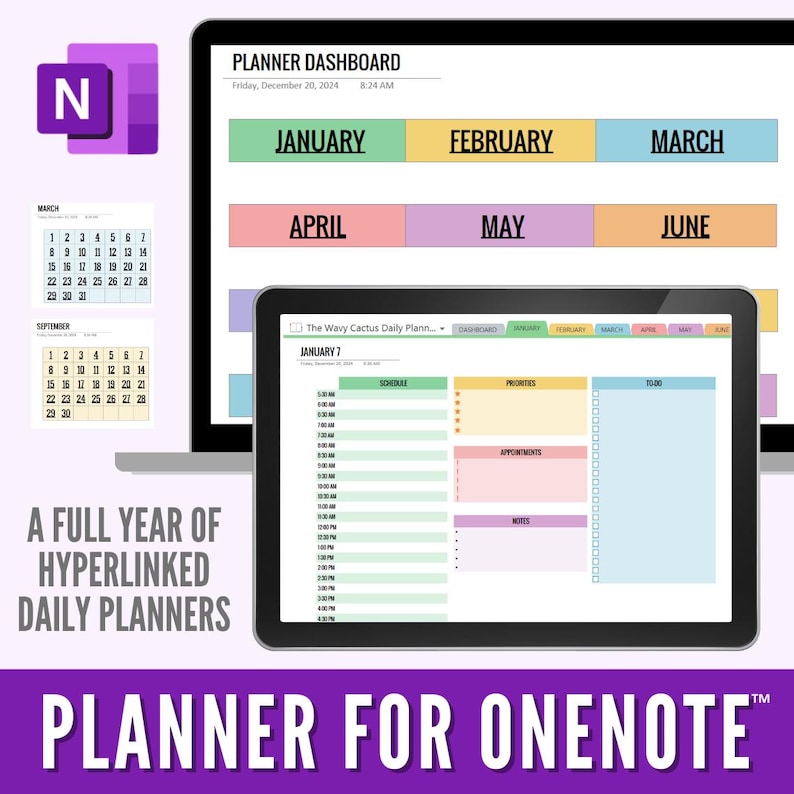Colorful Planner Template for Onenote | Customizable Digital Undated ...