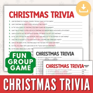 Christmas Trivia Printable Holiday Party Group Game, Fun Christmas ...