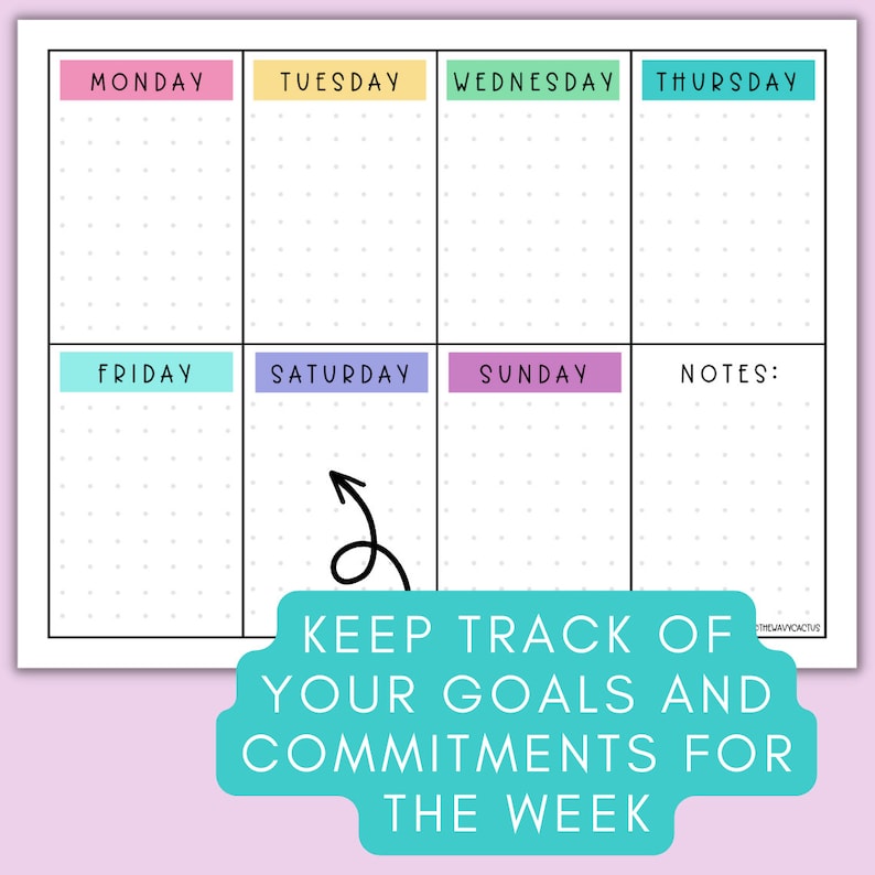Weekly Planner Printable - Weekly Calendar Landscape Journal Page ...