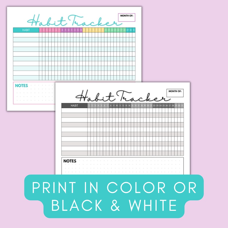 Monthly Habit Tracker Printable, Habit Tracker Template Chart, Routine ...