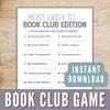 What's Your Bookworm Name With Name Tags, Book Club Games Printable ...
