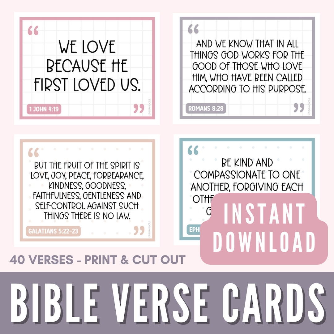 Bible Verse Cards Printable, Scripture Cards, Bible Memory Verse, Mini ...